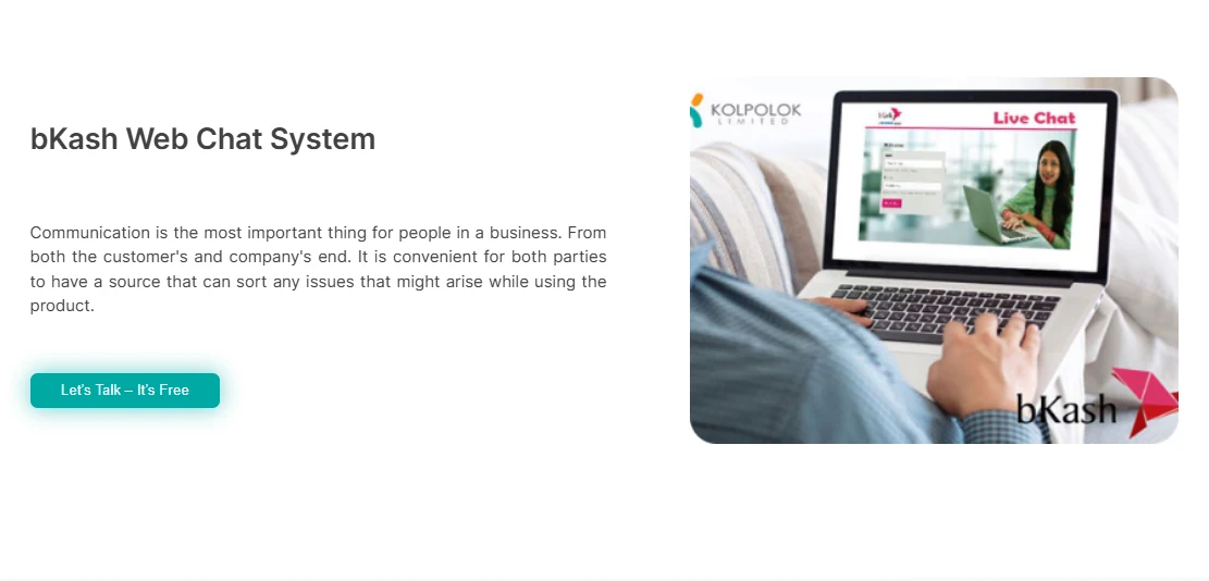 bKash Web Chat System Portfolio -Kolpolok Limited